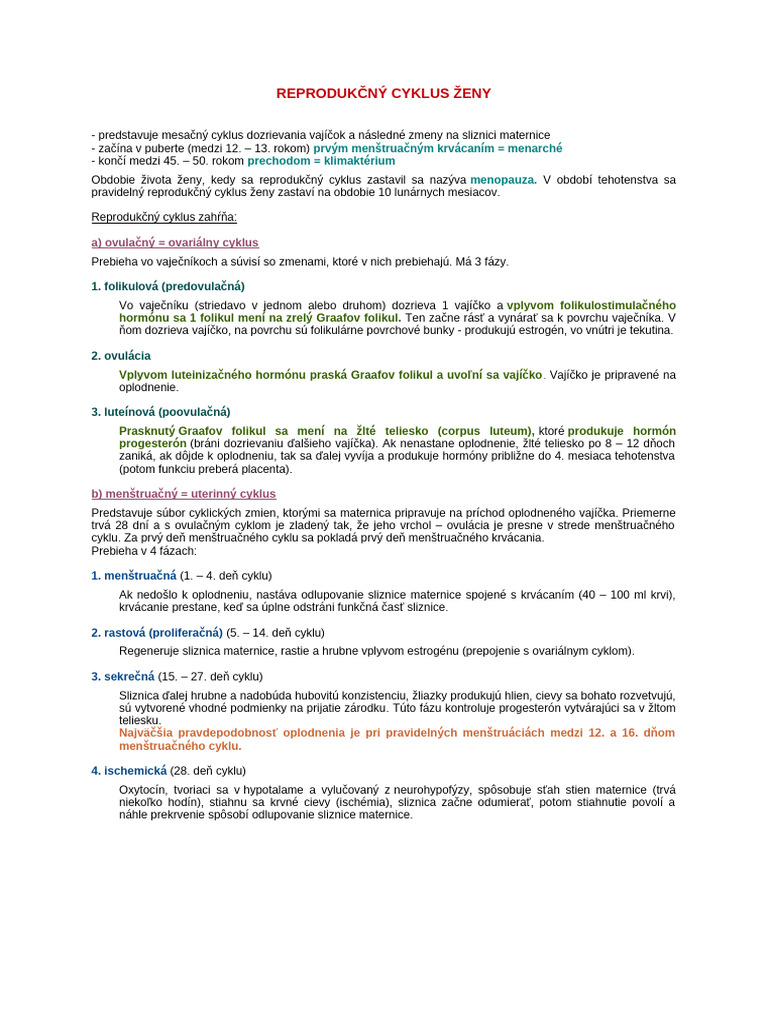 Reprodukčný Cyklus Ženy | PDF