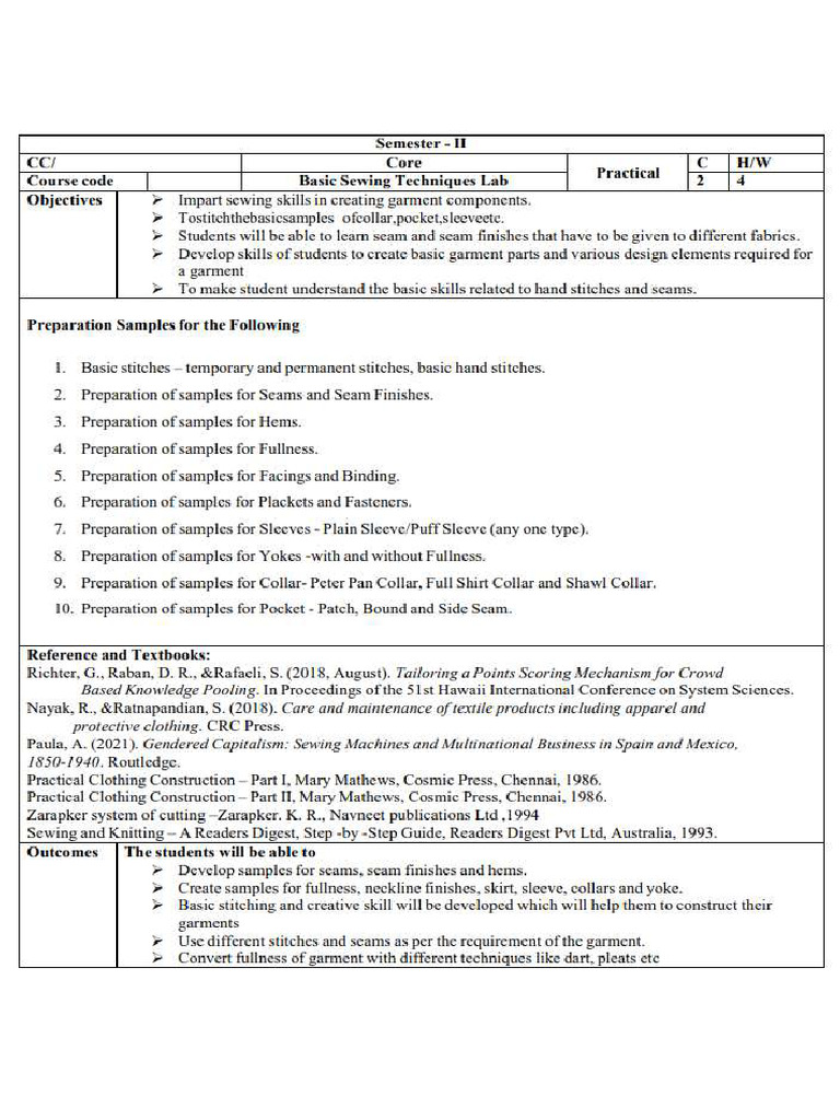 Basic Sewing Techniques - Practical | PDF
