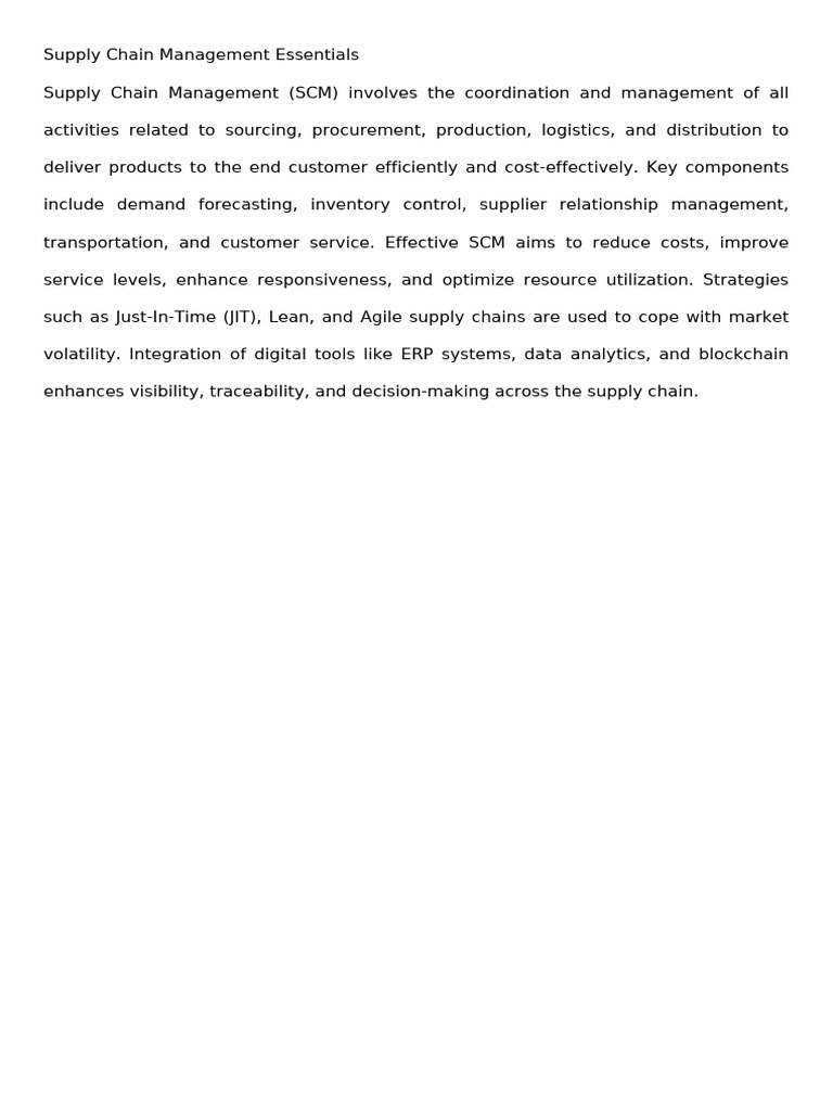Supply Chain Management Essentials Guide | PDF
