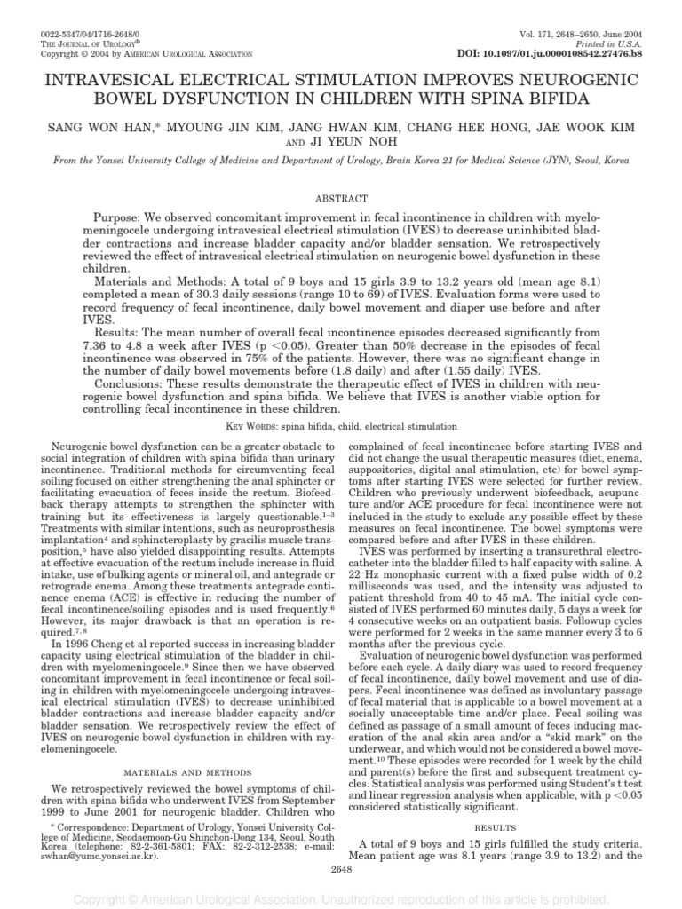 IVES Enhances Bowel Control in Spina Bifida | PDF | Urinary ...