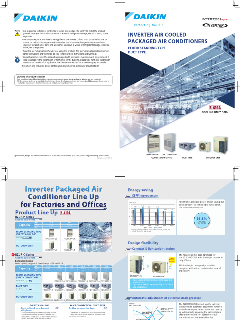 Catalogue Dieu Hoa Packaged Inverter Giai Nhiet Gio Daikin 2023 | PDF | Duct (Flow) | Air ...