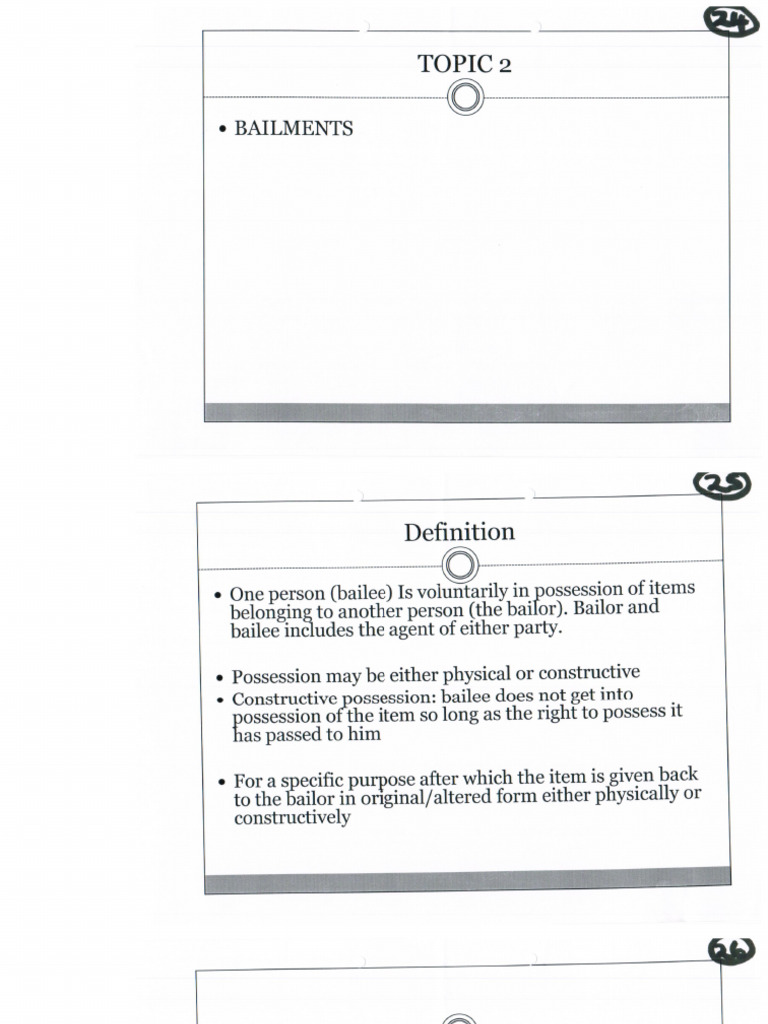Commercial Law Topic 2 Bailment | PDF