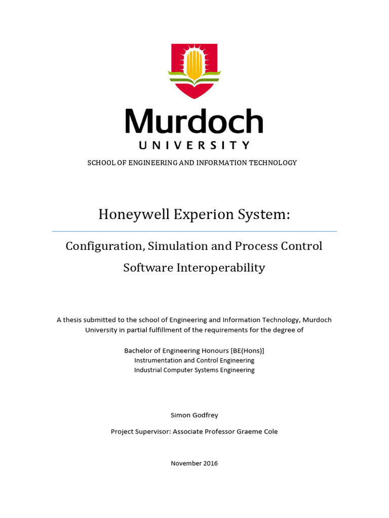 Honeywell Experion System:: Configuration, Simulation and Process ...