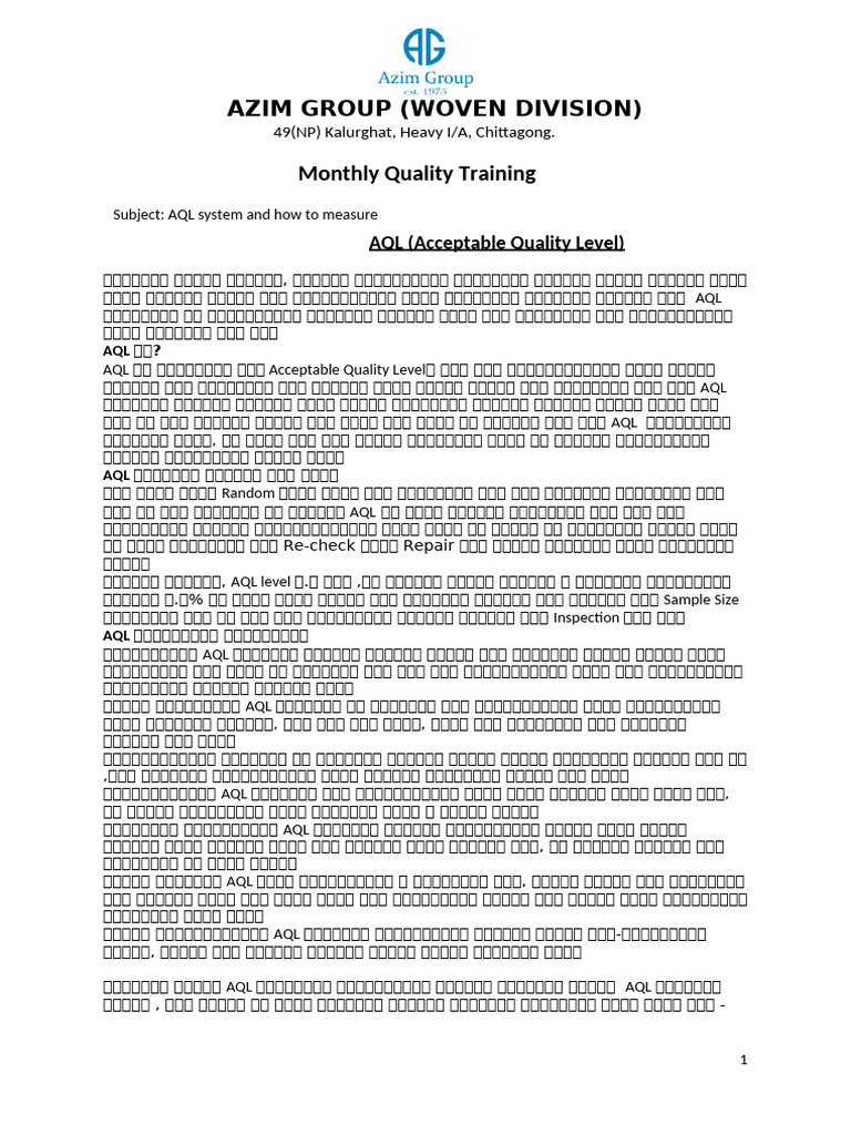 AQL System and How To Measure | PDF
