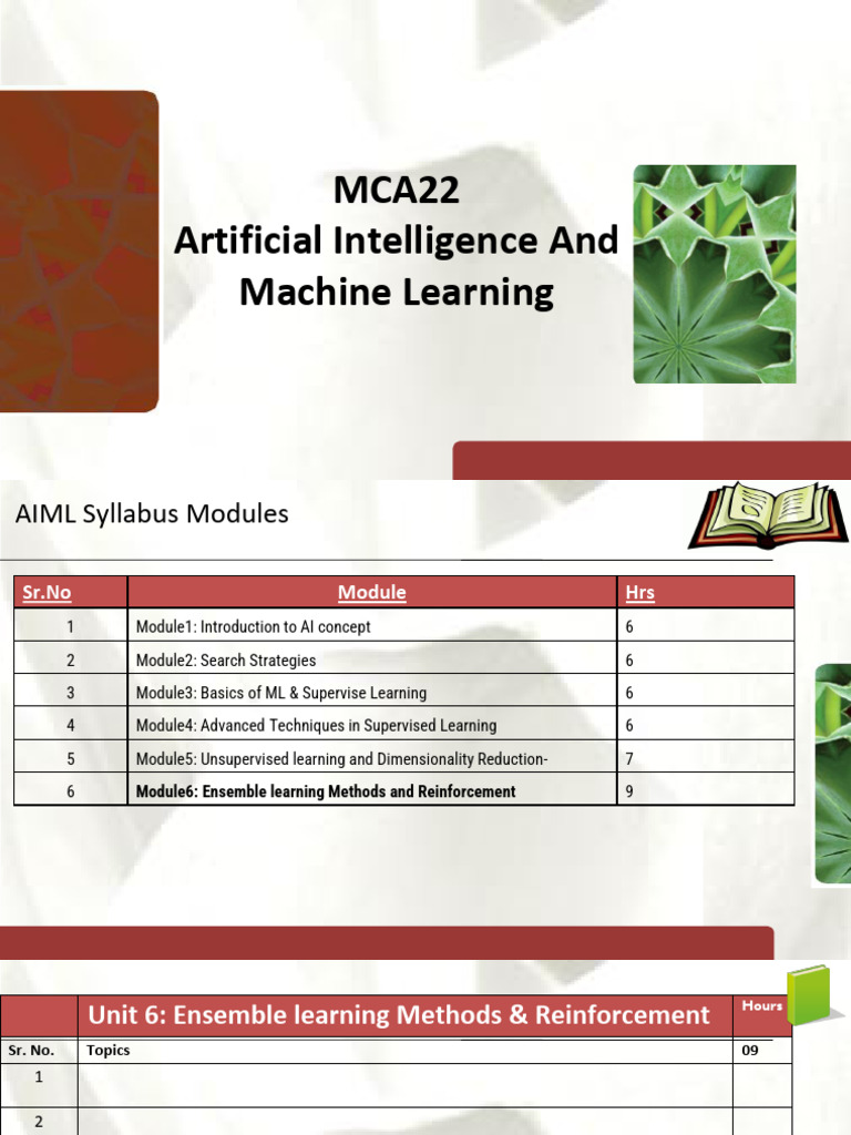 Unit 6 Ensemble Learning Methods And Reinforcement Pdf Machine Learning Statistical