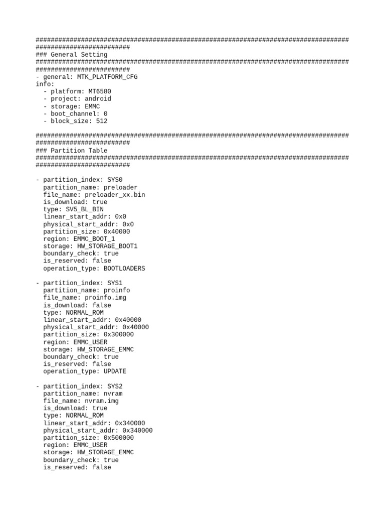 MT6580 Android Scatter13333 | PDF | Mobile Linux | Utility Software