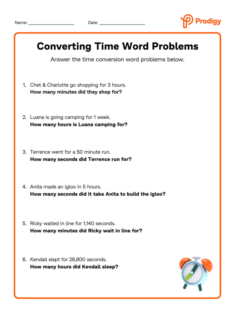 Converting Time Word Problems | PDF