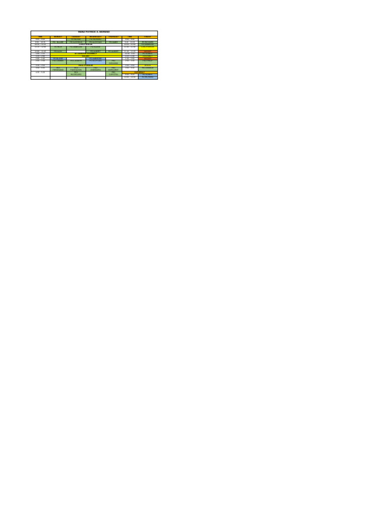 Weekly Class Schedule for REINZ | PDF