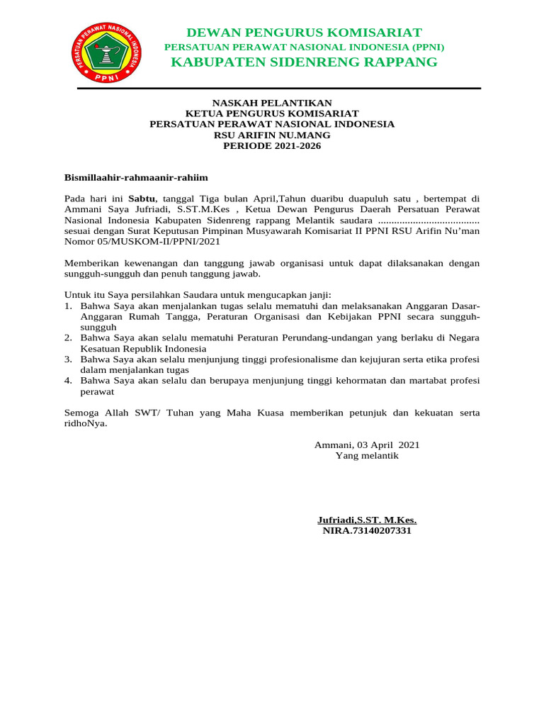 Naskah Pelantikan | PDF