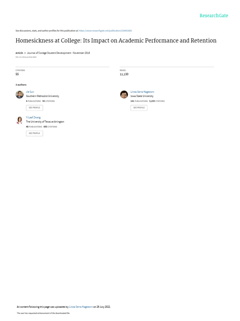 Homesickness at College Its Impact On Academic Performance and ...