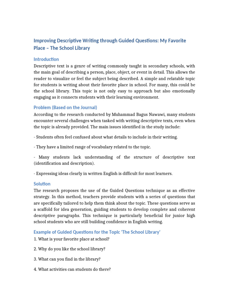 Improving Descriptive Writing en Updated | PDF | Vocabulary | Schools