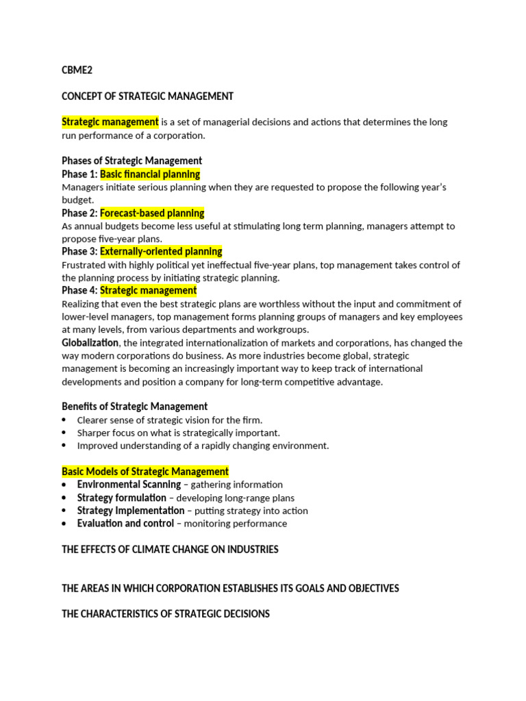 Strategic Management Concepts Explained | PDF | Strategic Management ...