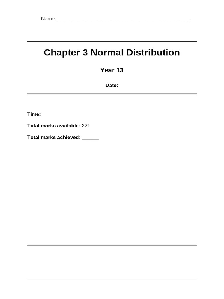 S2 Chapter 3 - Normal Distribution | PDF | Normal Distribution | Statistics
