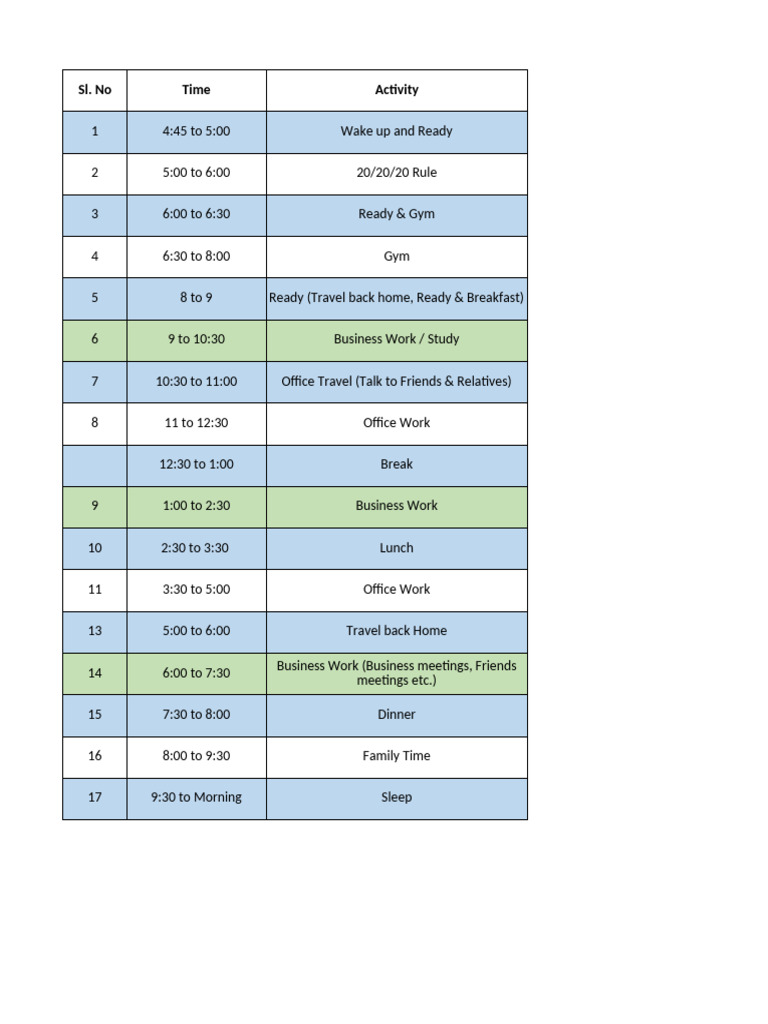 Daily Time Table | PDF