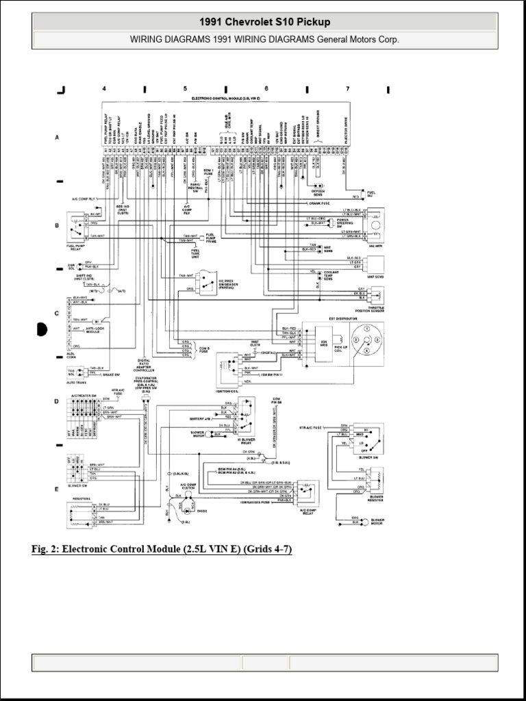 Chevy S10 2.5l Engine Wiring Diagram | PDF