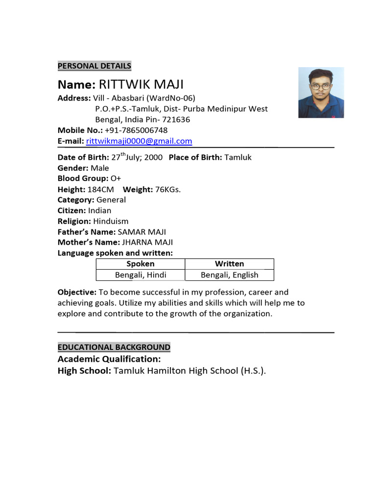 Rittwik Maji Cv2 | PDF