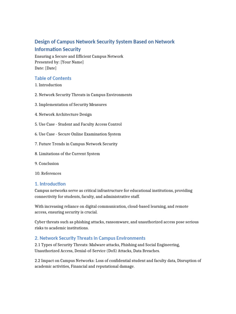 Campus Network Security Report | PDF | Security | Computer Security