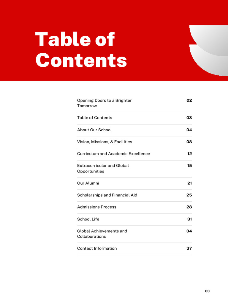 White and Red Modern School Profile Booklet | PDF
