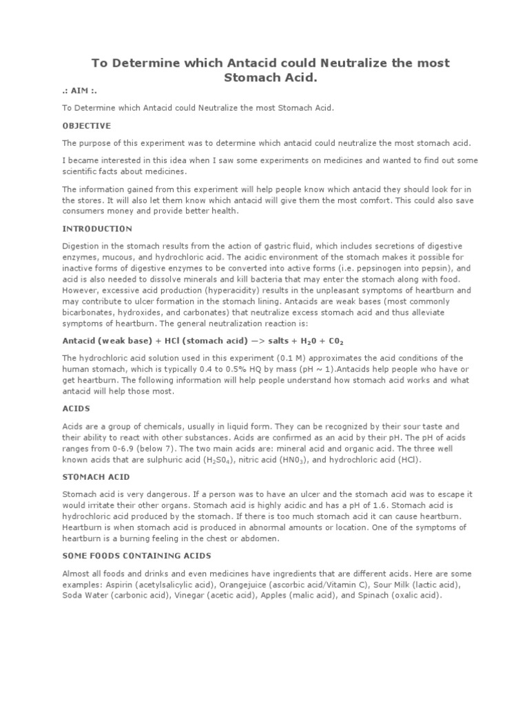 Ranking Antacids for Stomach Acid Neutralization | PDF | Acid | Heartburn