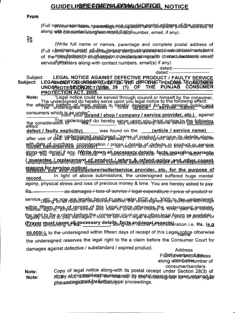 Legal Notice English Guidelines and Sample | PDF