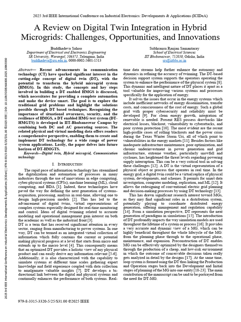 A Review On Digital Twin Integration in Hybrid Microgrids Challenges ...