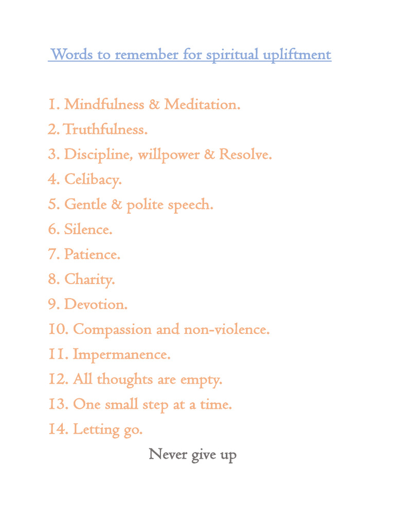 Words To Remember For Spiritual Upliftment | PDF