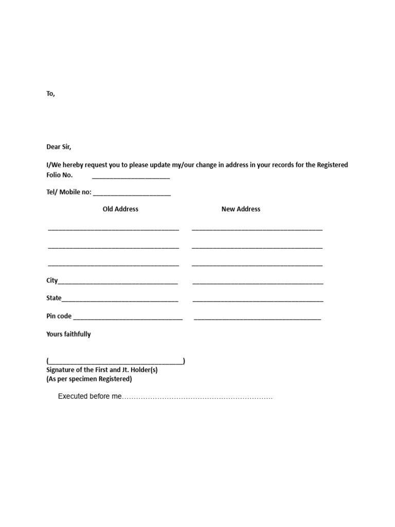 Non-Judicial Affidavit for Address Change | PDF