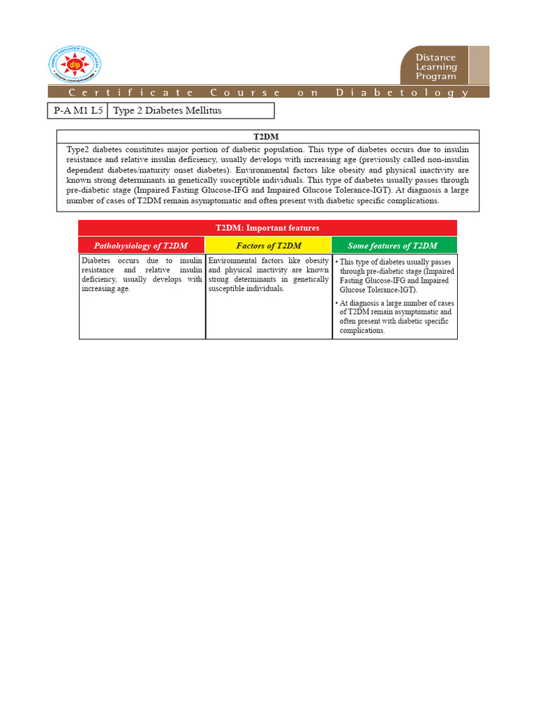 M1 - L5 Type 2 Diabetes Mellitus | PDF