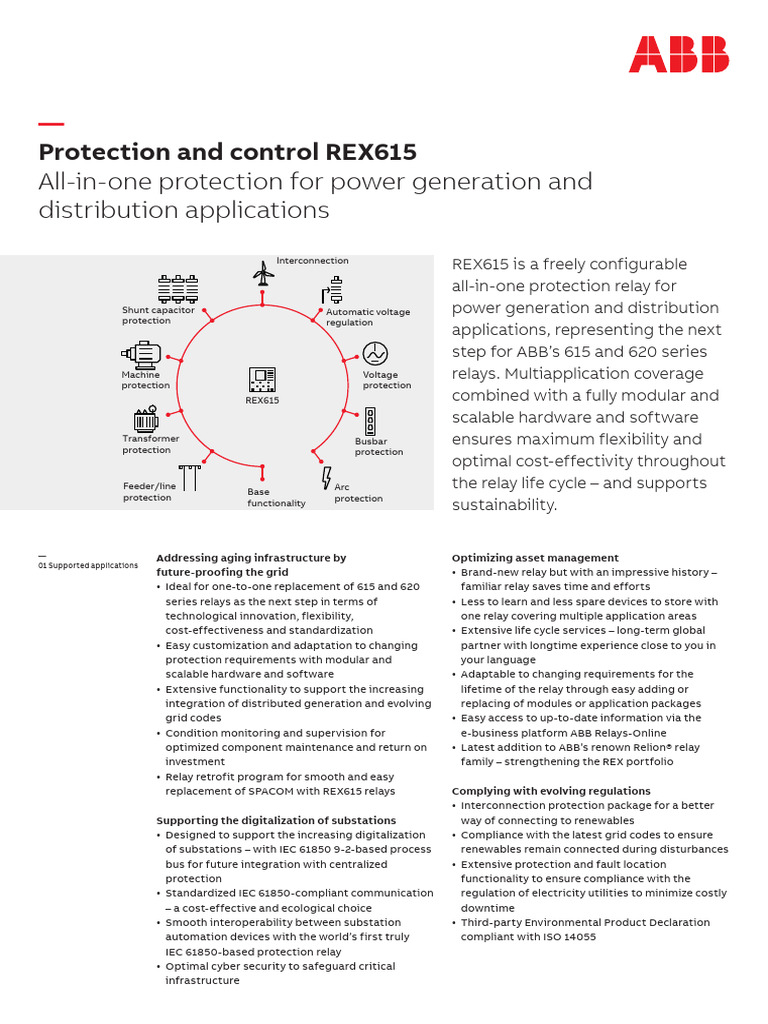 REX615 Protection Relay Overview | PDF | Transformer | Electrical Grid