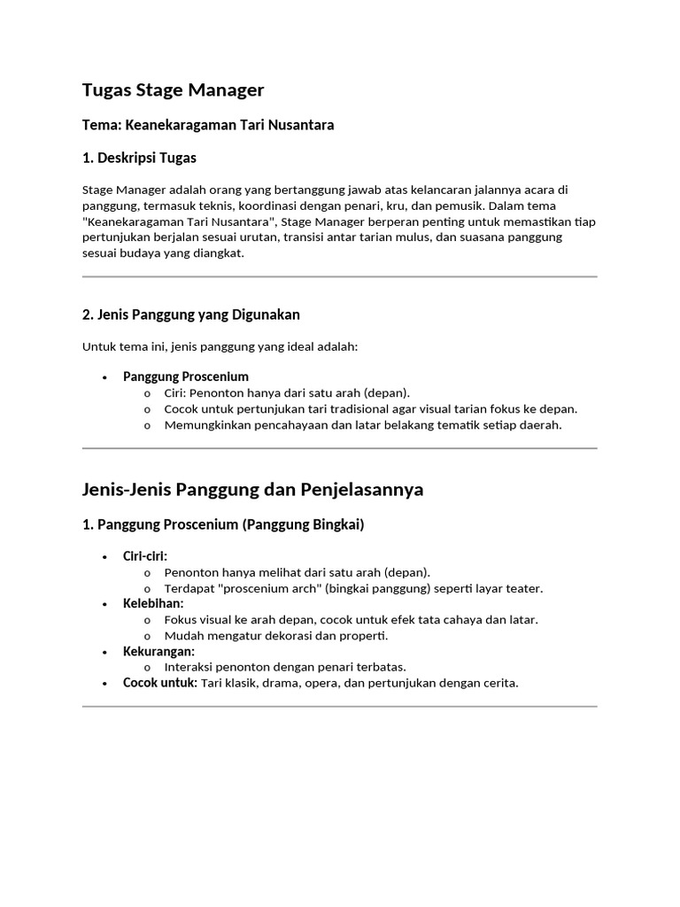 Tugas Stage Manager | PDF