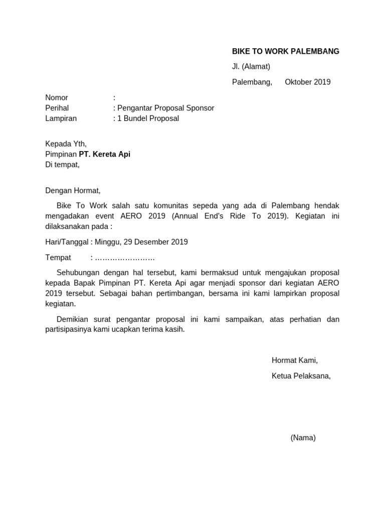 Surat Pengantar Proposal | PDF