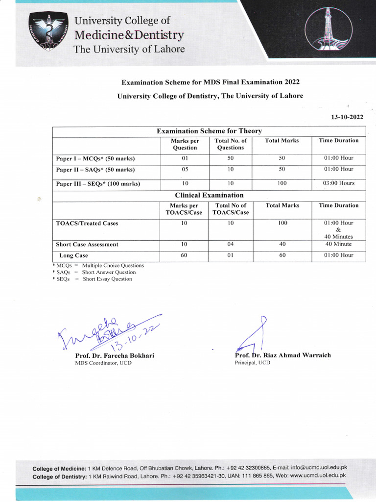 MDS Final Exam Scheme 2022 - UOL | PDF | Tests | Standardized Tests