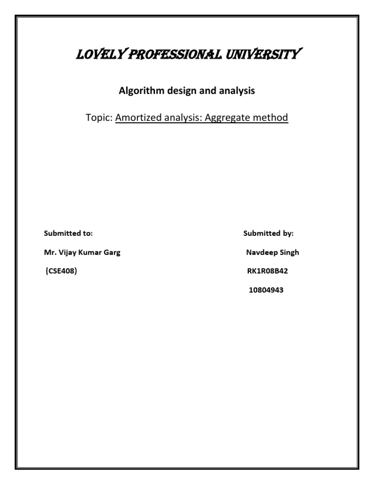 Amortized Analysis Aggregate Analysis Pdf Algorithms And Data Structures Areas Of Computer