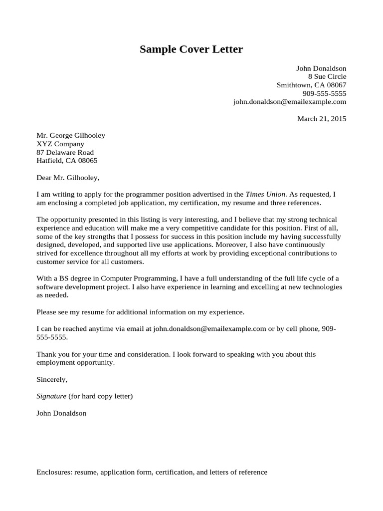 Sample Cover Letter (2024) | PDF