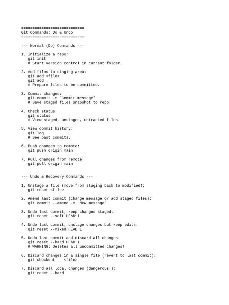 Git Commands for Version Control | PDF