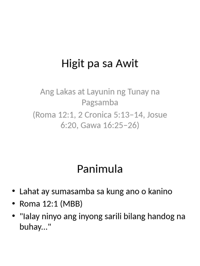 Higit Pa Sa Awit Pagsamba | PDF