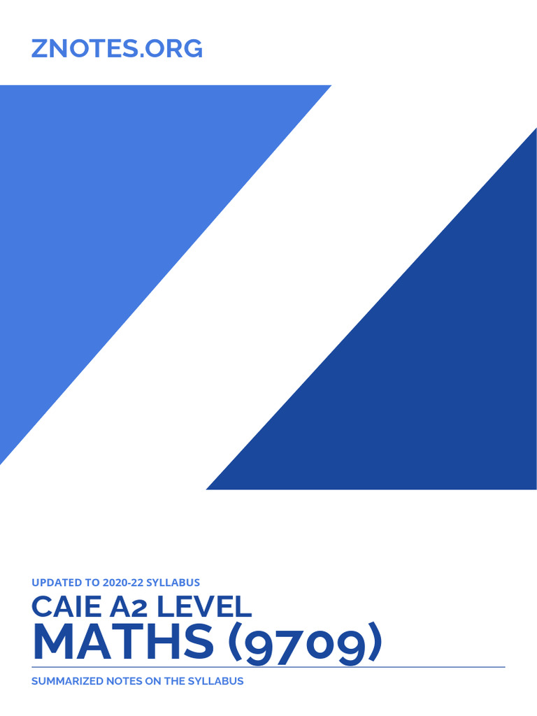 Caie A2 Level: MATHS (9709) | PDF | Complex Number | Mathematical Physics