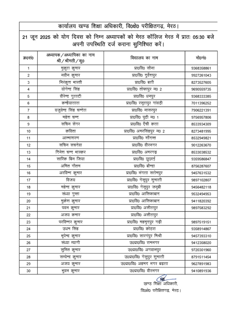 21 June 2025 Yog Divas Meerut College Meerut Time 05 30 Am | PDF