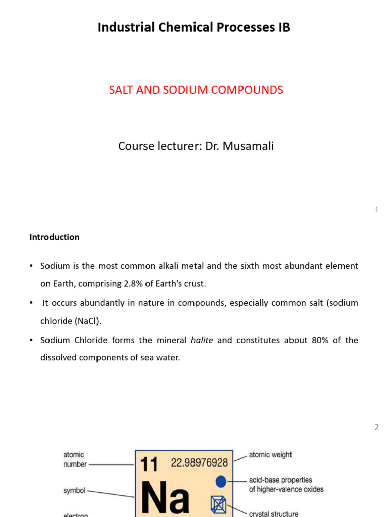 Salt and Sodium Compounds | PDF | Sodium Chloride | Sodium Carbonate