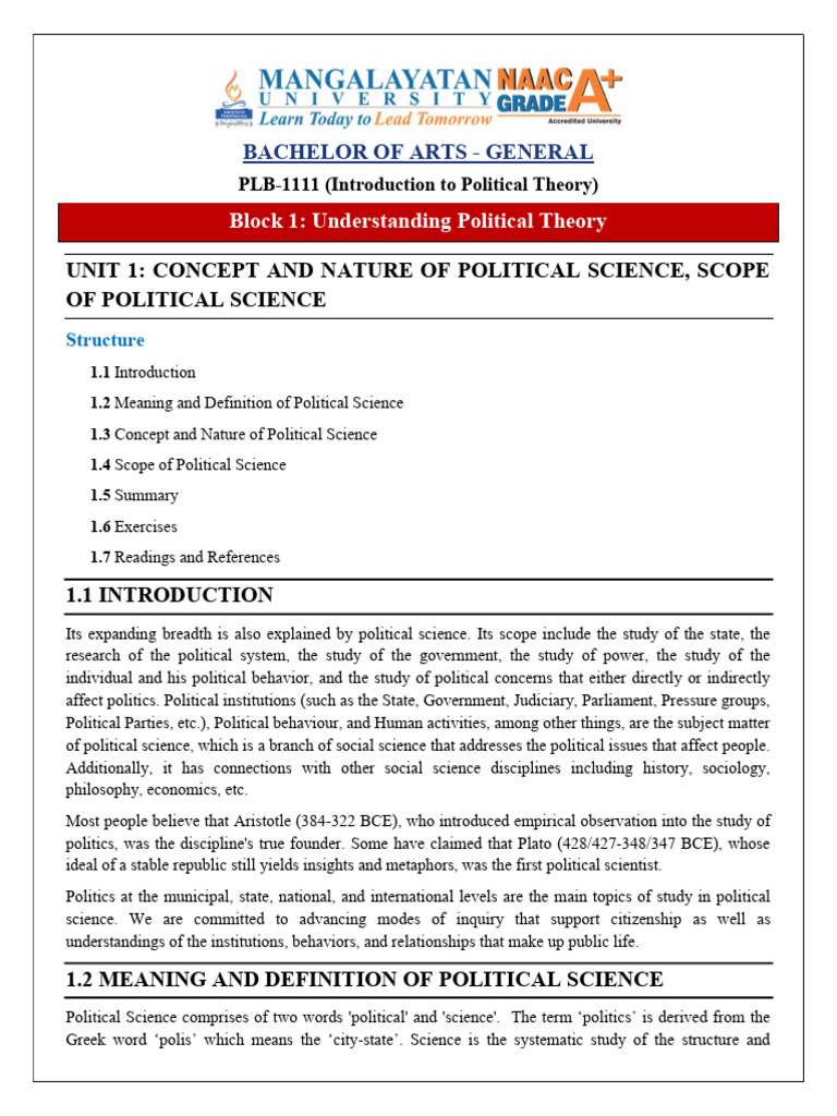 Introduction to Political Theory Overview | PDF | Science | Government