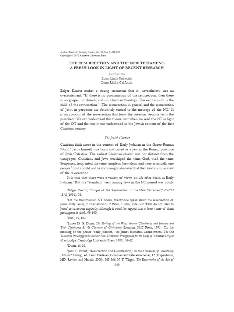 The Resurrection and The New Testament - A Fresh Look in Light of | PDF ...