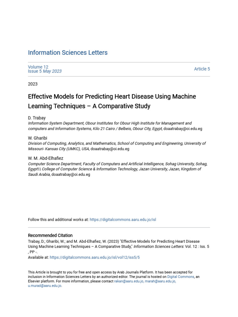 Effective Models For Predicting Heart Disease Using Machine Learn - Information Sciences Letters ...