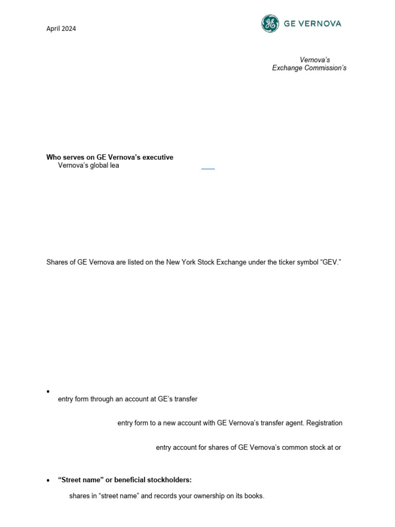 GE Vernova Spin-Off FAQs | PDF | Stocks | Share (Finance)