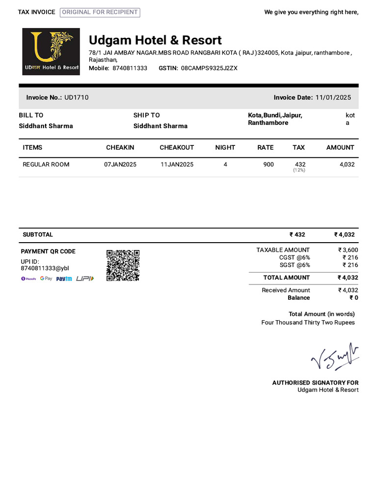 UD1710 Sales Invoice Siddhant Sharma | PDF