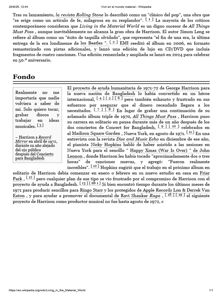 Vivir en El Mundo Material 02 - Wikipedia | PDF | George Harrison ...