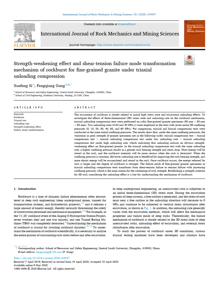 Strength-Weakening Effect and Shear-Tension Failure Mode Transformation ...