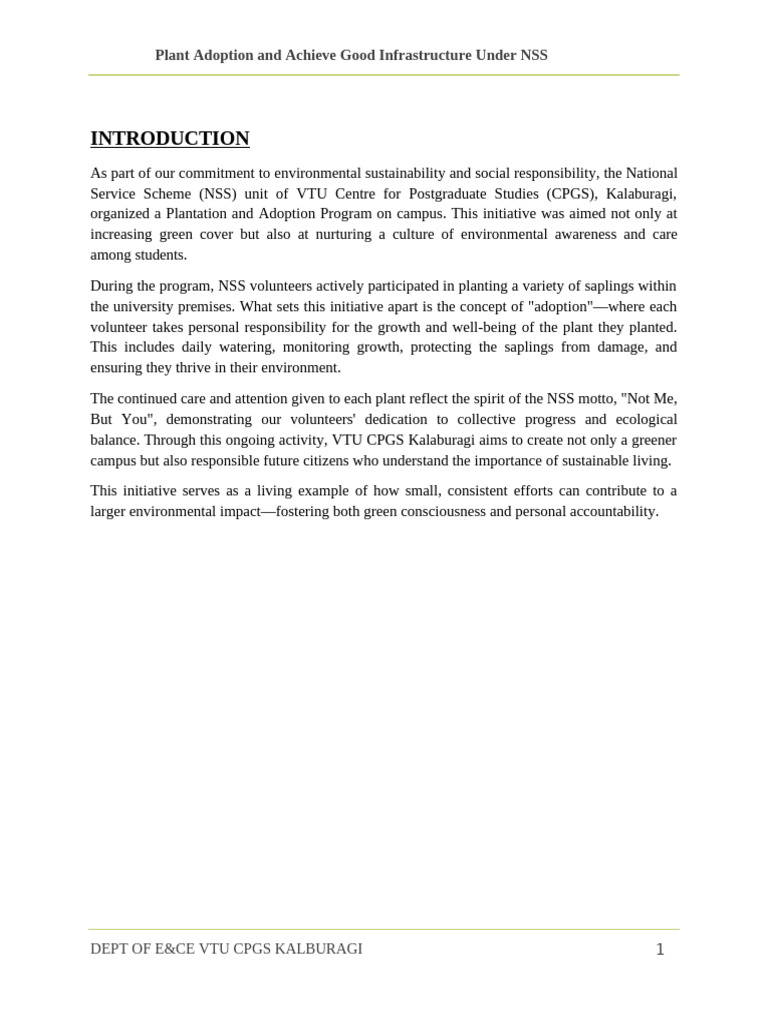 NSS Plant Adoption for Environmental Sustainability | PDF ...