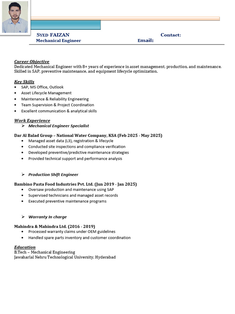 Syed Faizan CV | PDF