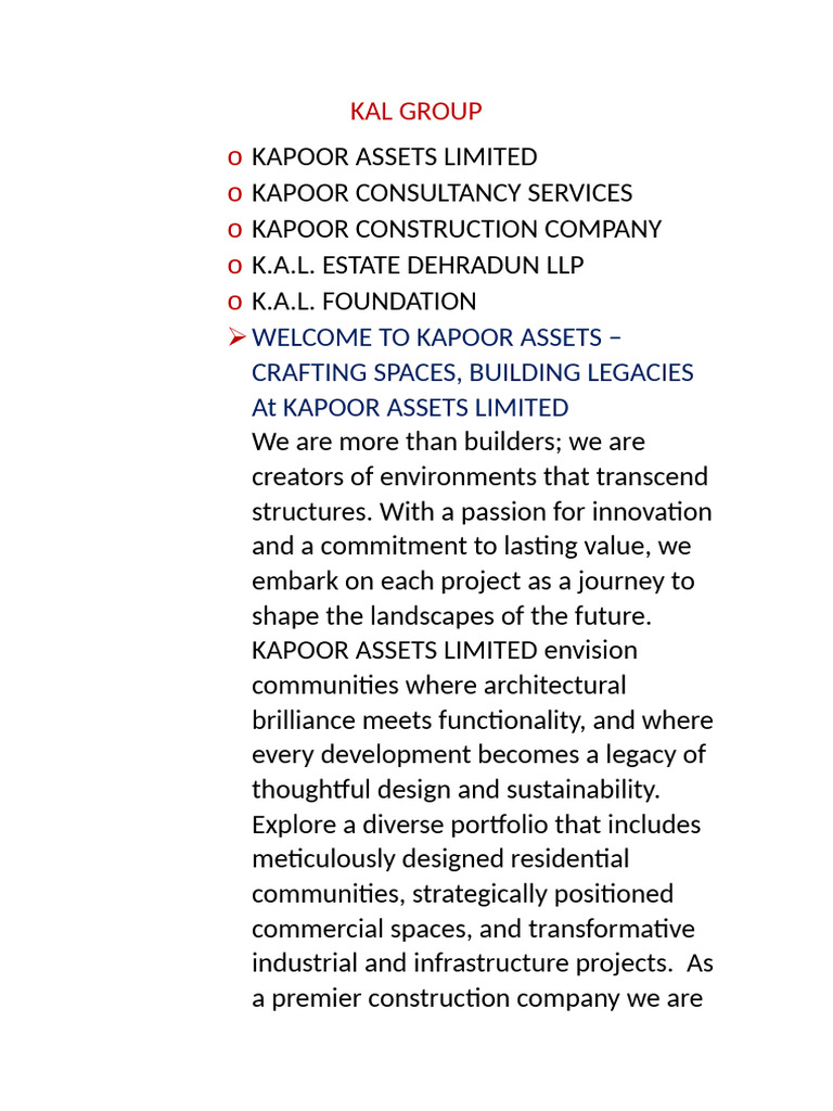 Kal Group | PDF