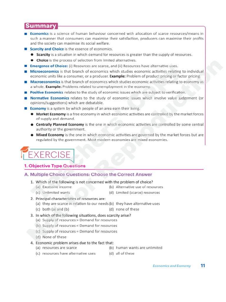 XI - ECO - Material For MT I 80 Exam | PDF